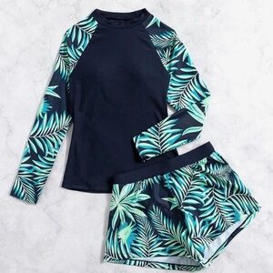Swim | Womens Tropical Leaf Print Swim Set | Poshmark